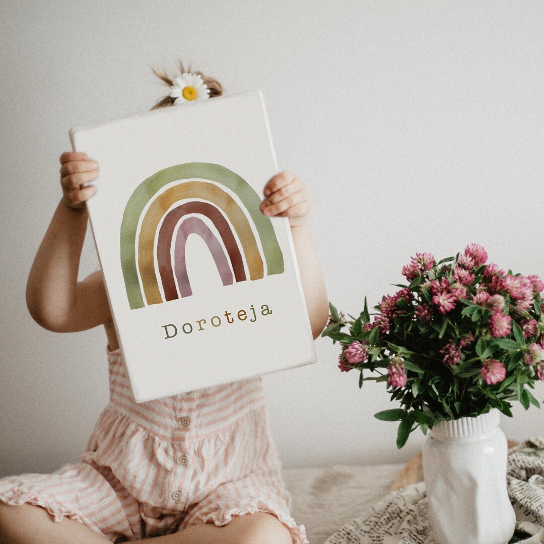 RAINBOW PERSONALISED GIFT, Nursery Custom Name Print, Children Wall ...