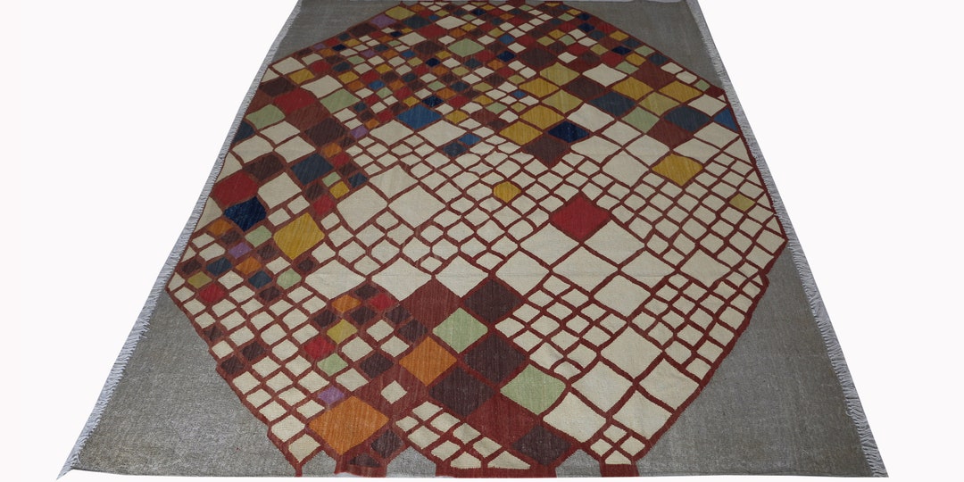 6x10 Rug, Multi Color Kilim Rug, Flat Weave Oriental Rug, Large Area ...