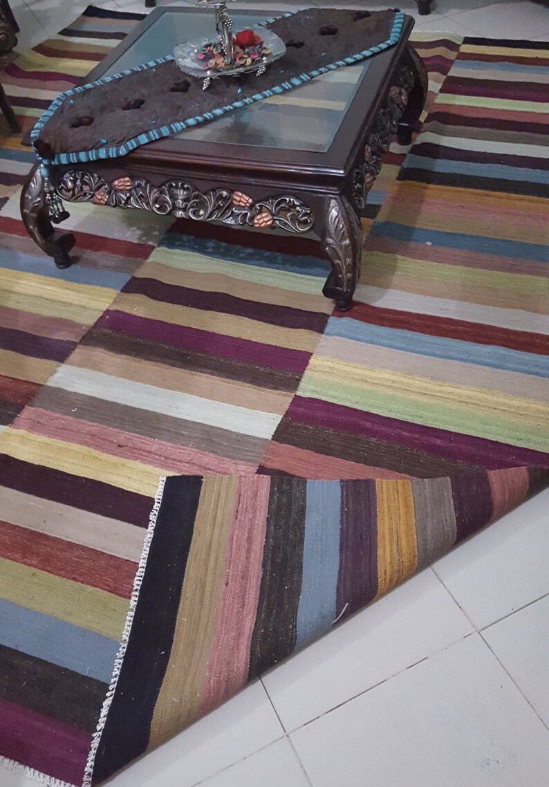 8x10 Area Rug Multicolor Kilim Rug 8x10 Striped Rug Living - Etsy