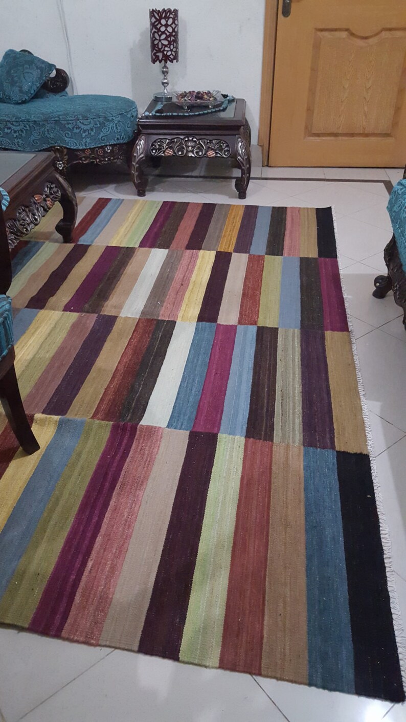 8x10 Area Rug Multicolor Kilim Rug 8x10 Striped Rug Living - Etsy