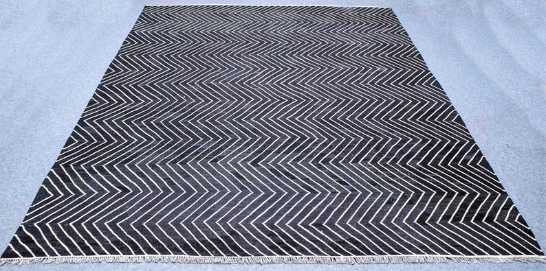 Large Black and White Rug white and black kilim rug 10 x 13 | Etsy