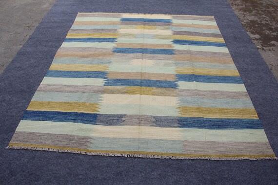 8x10 Kilim Rug Multi Color Striped Area Rug Living Room Rug | Etsy