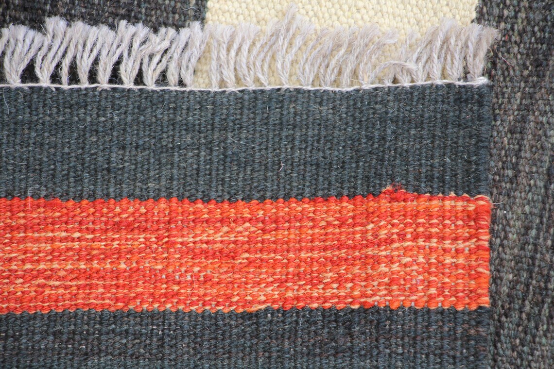 9x12 Striped Kilim Rug, Striped Multi Color Flat Weave Rug for Hall ...