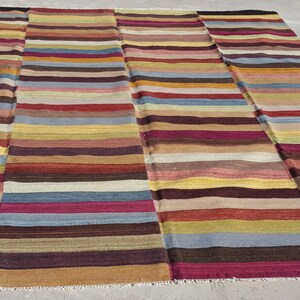 8x10 Area Rug, Multicolor Kilim Rug 8x10, Striped Rug, Living Room Rug ...