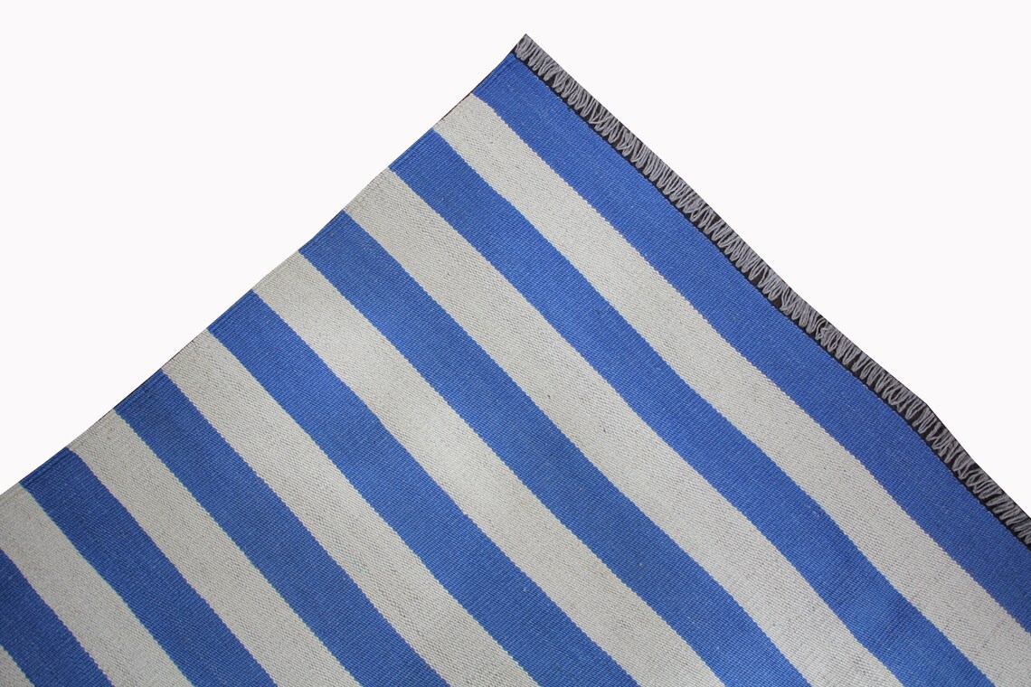 Blue and White Rug Striped Rug Striped Kilim Flatweave Rug | Etsy