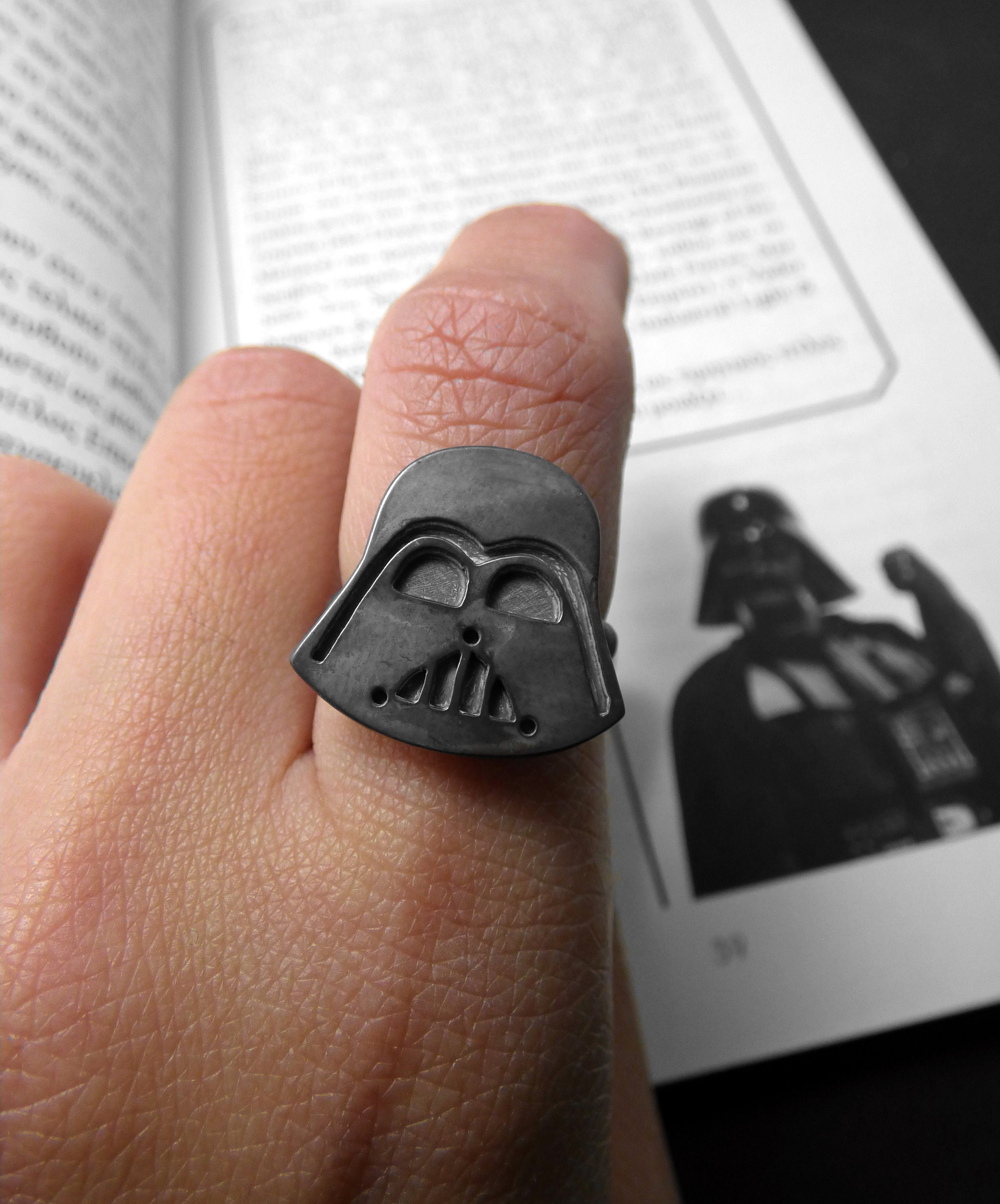 Star Wars Darth Vader Handmade Black Silver Plated Ring - Etsy