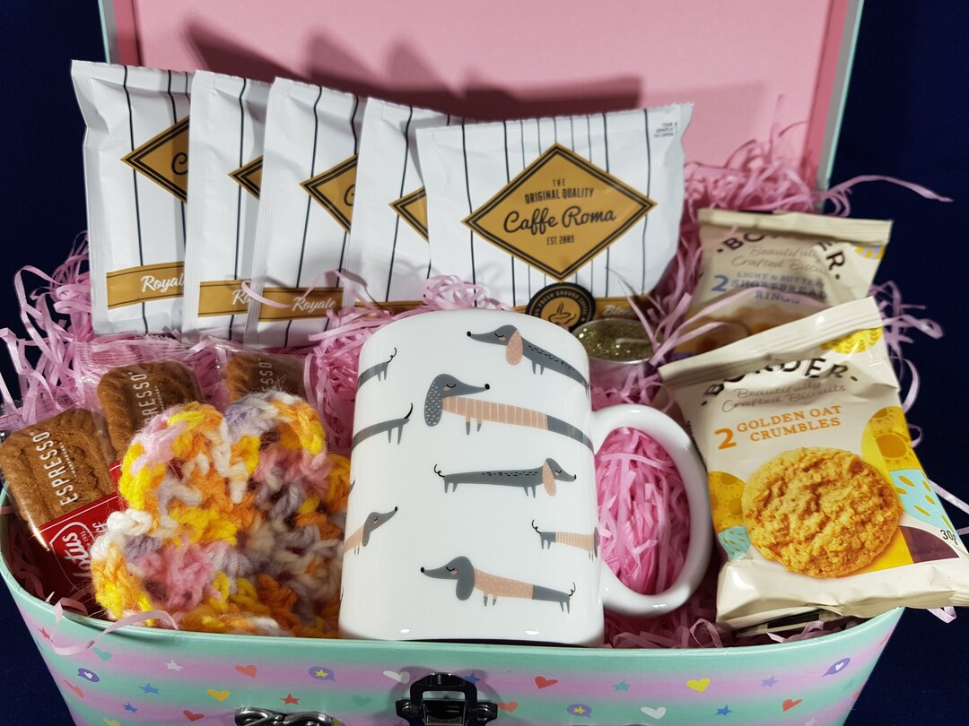 Coffee/tea Lovers Hamper Gift Set Coffee/tea Mug Grey Pink - Etsy UK