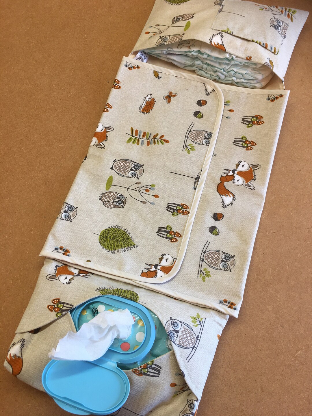 Woodland Animal Changing Mat With Pockets, Nappy Wallet, Travel ...