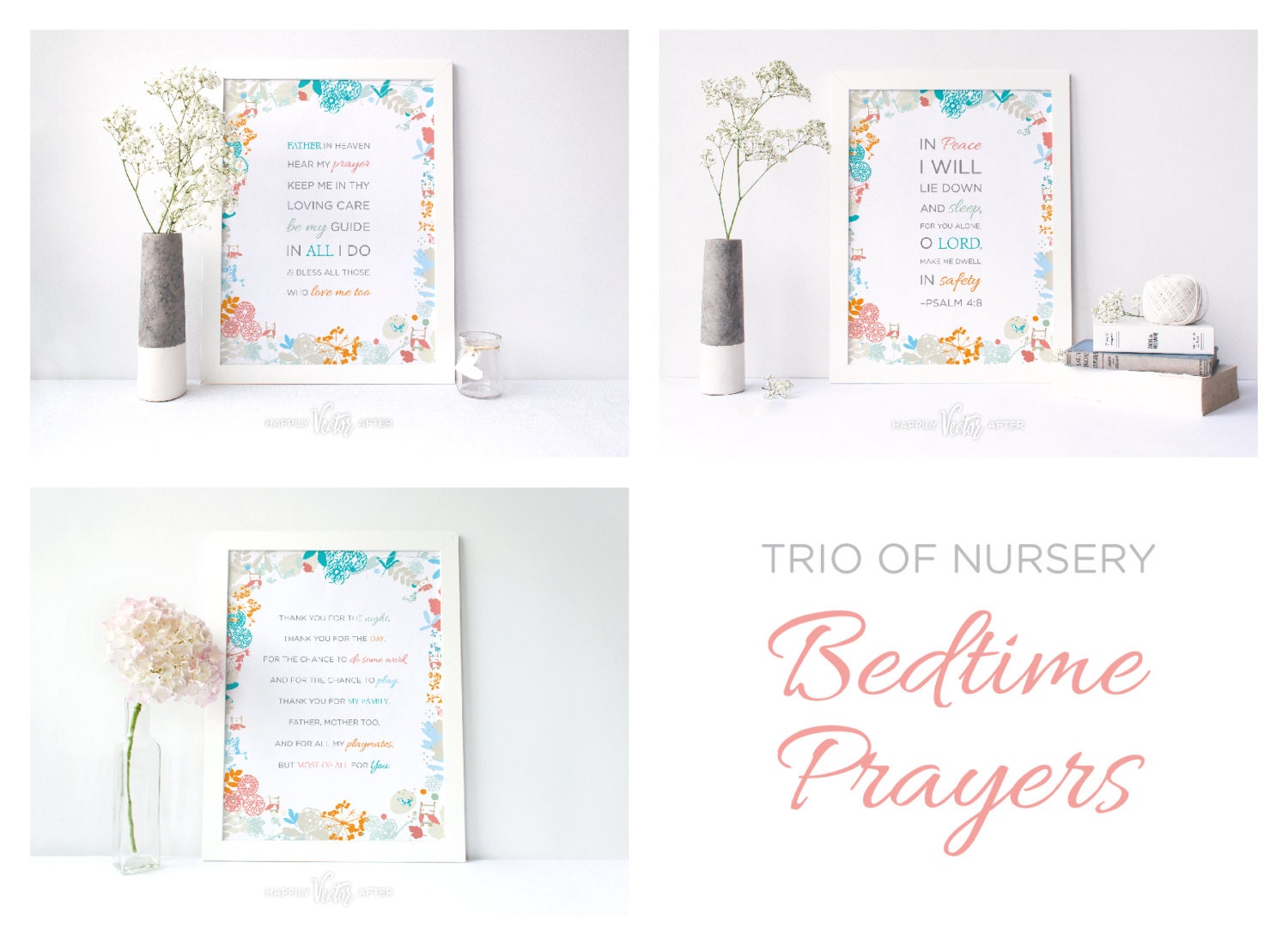 Trio of Nursery Bedtime Prayers Printable, Digital Print, Owl Nursery ...