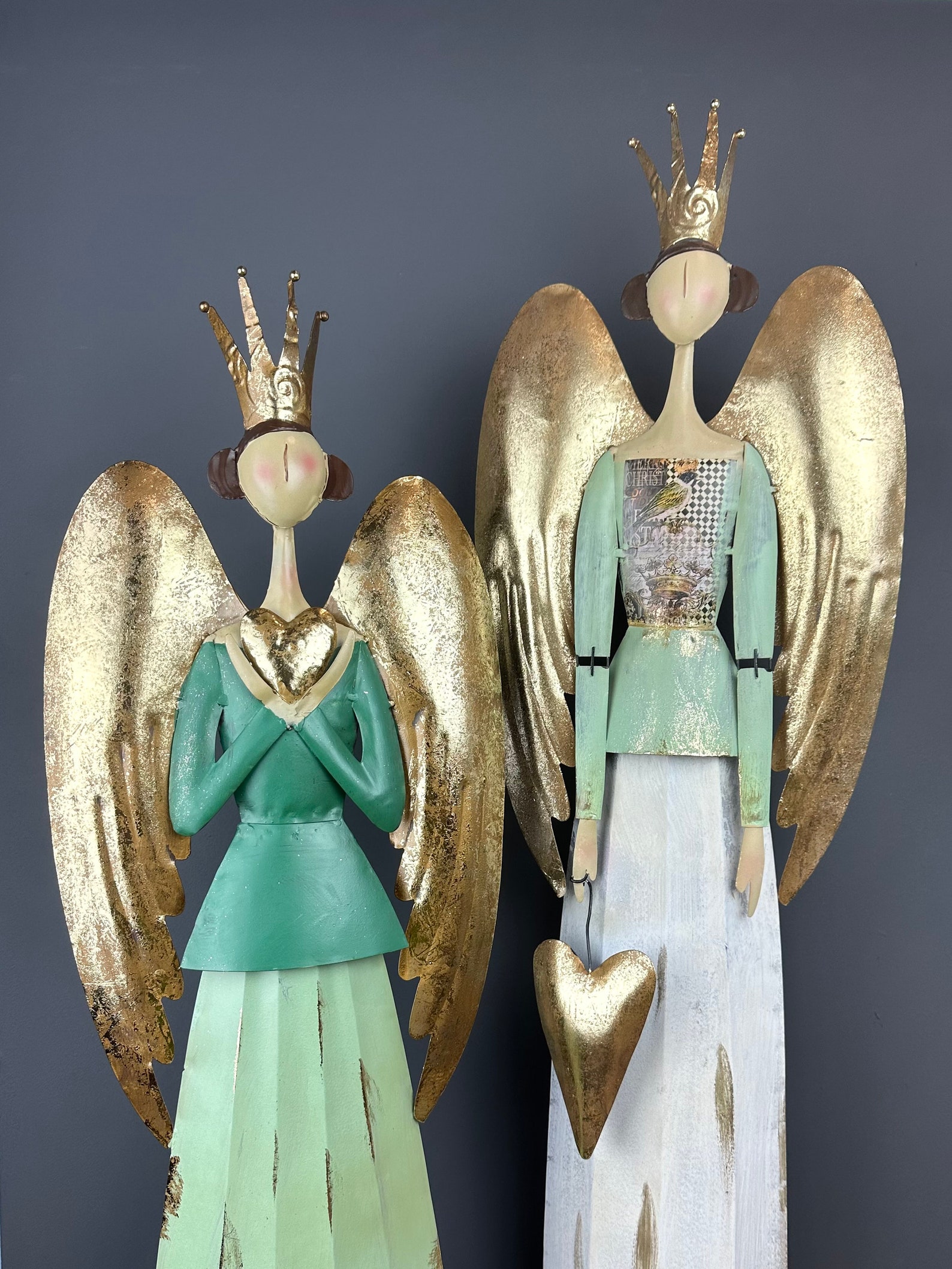 Angels Holiday Decor-christmas Metal Angel With Heart Tabletop or ...