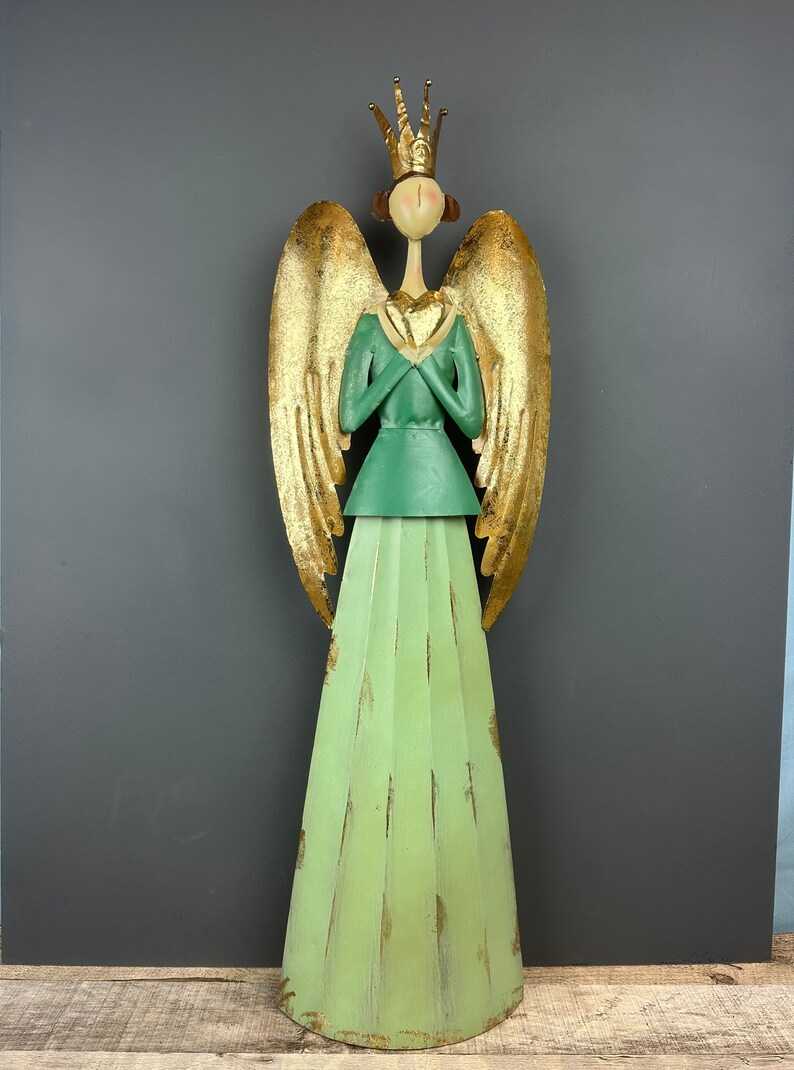 Angels Holiday Decor-christmas Metal Angel With Heart Tabletop or ...