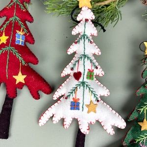 Christmas Tree Felt Ornament Handmade Embroidered Christmas Ornament ...