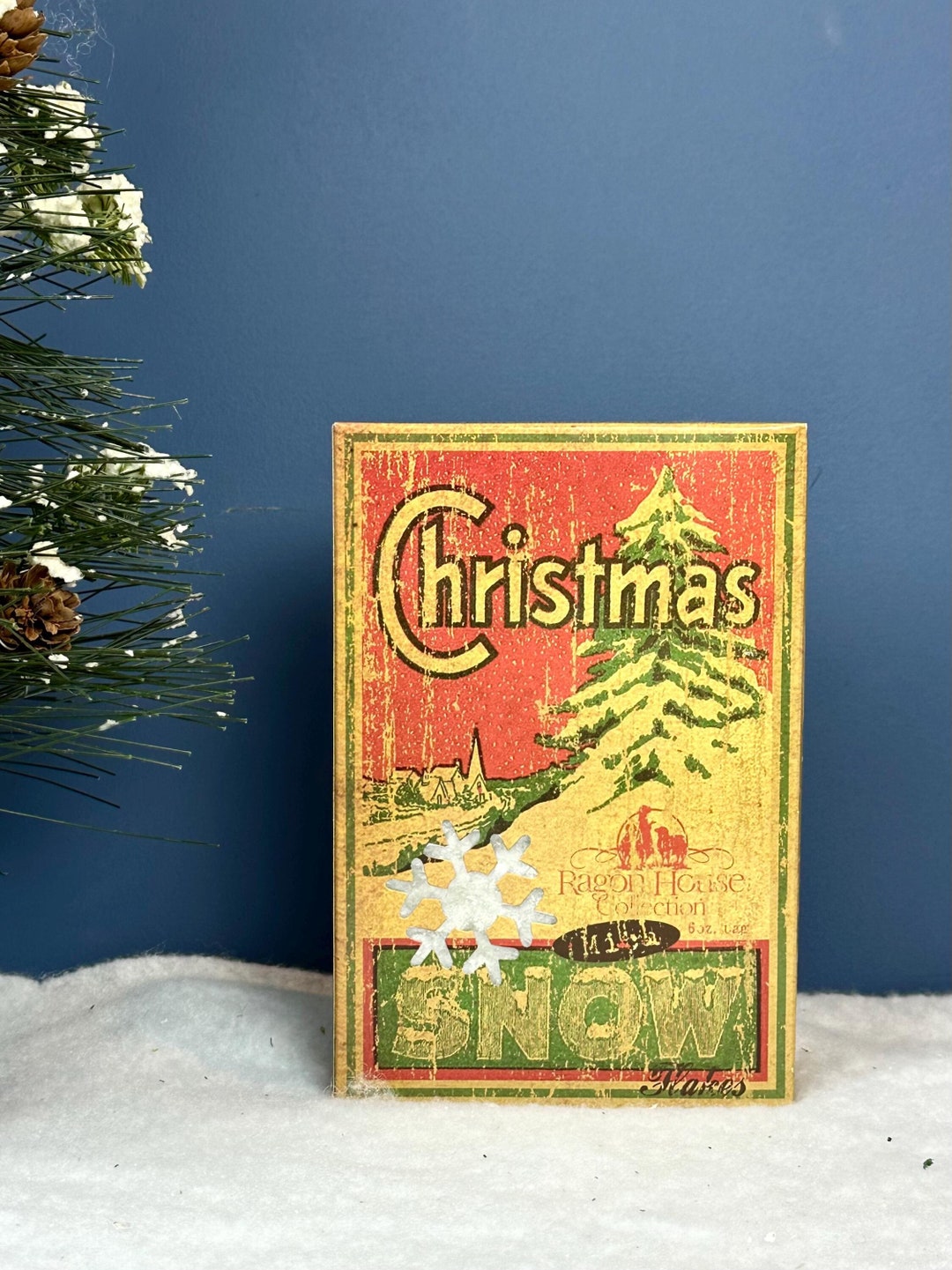 Christmas Box of Snow in Vintage Old Word German Style Christmas Mica ...