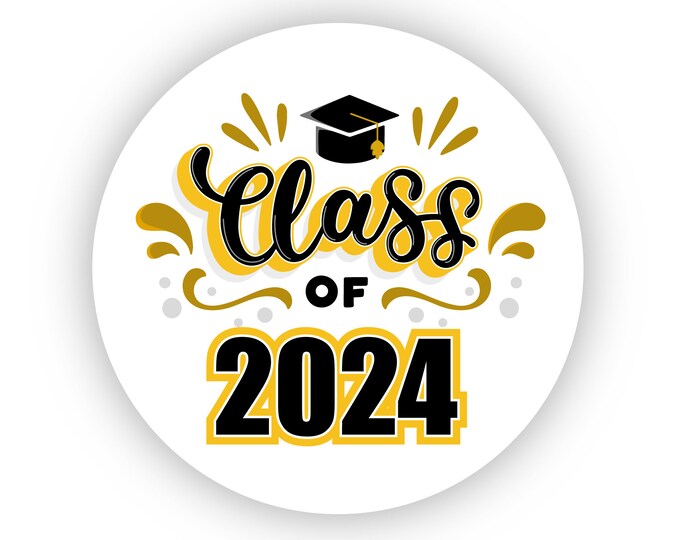 Pack of 24, 72 , 240 Paper Labels, Graduation Stickers, Class of 2024 ...
