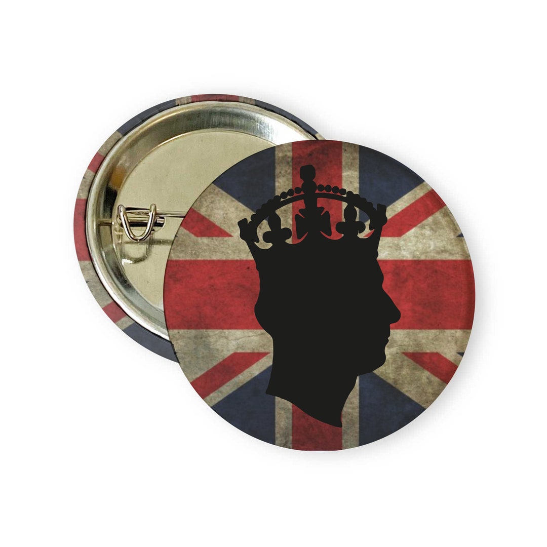 King Charles III Silhouette Pin Button Badge, His Majesty King Charles ...