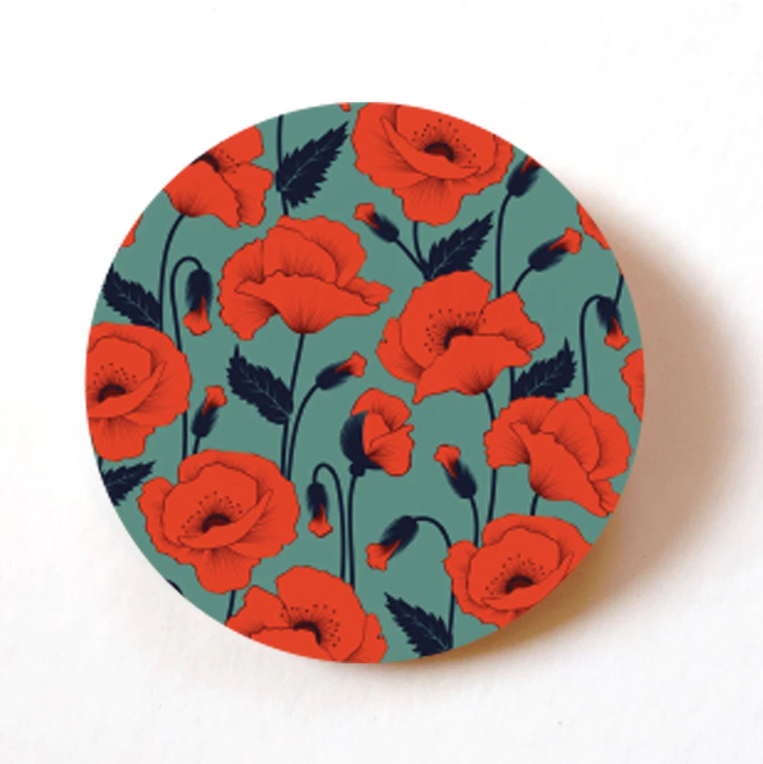 Circular Poppy Paper Stickers - 40mm Labels for Remembrance Day ...