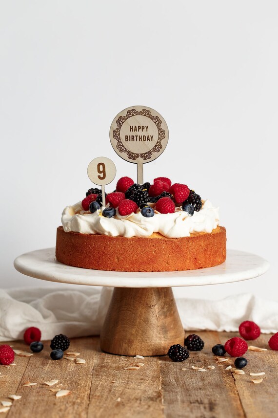 Personalised Wooden Laser Cut Cake Topper Happy Birthday Cake | Etsy