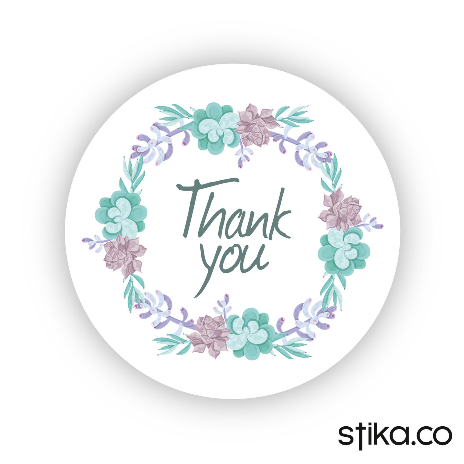 72x Flower Wreath Thank You round labels paper sticker labels gift ...