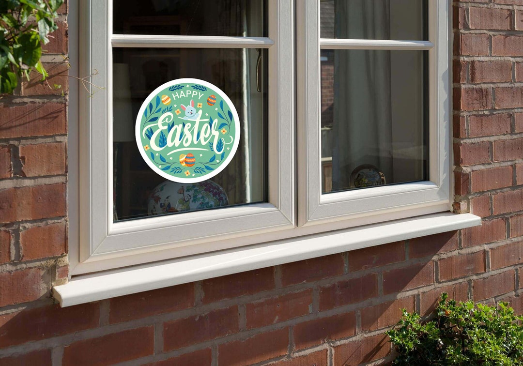 Happy Easter Window Dressing Vinyl Sticker, Novelty Easter Design ...