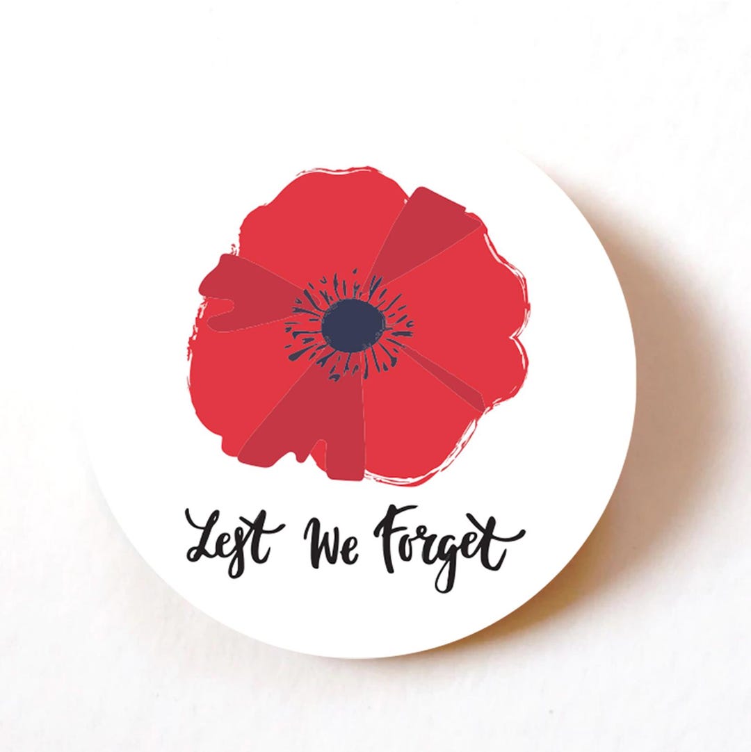 Lest We Forget Poppy Paper Stickers - 40mm Circular Labels for ...
