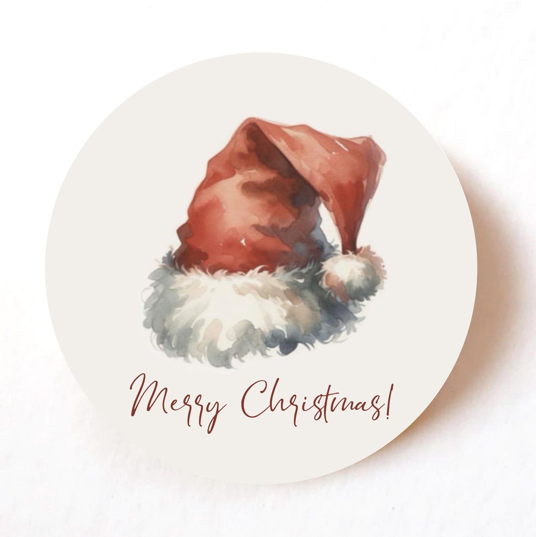 Pack of 24, 72, or 240 Christmas Santa Hat Stickers - Self-adhesive ...