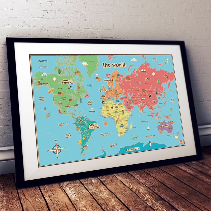 Fun World Map Art - Etsy UK
