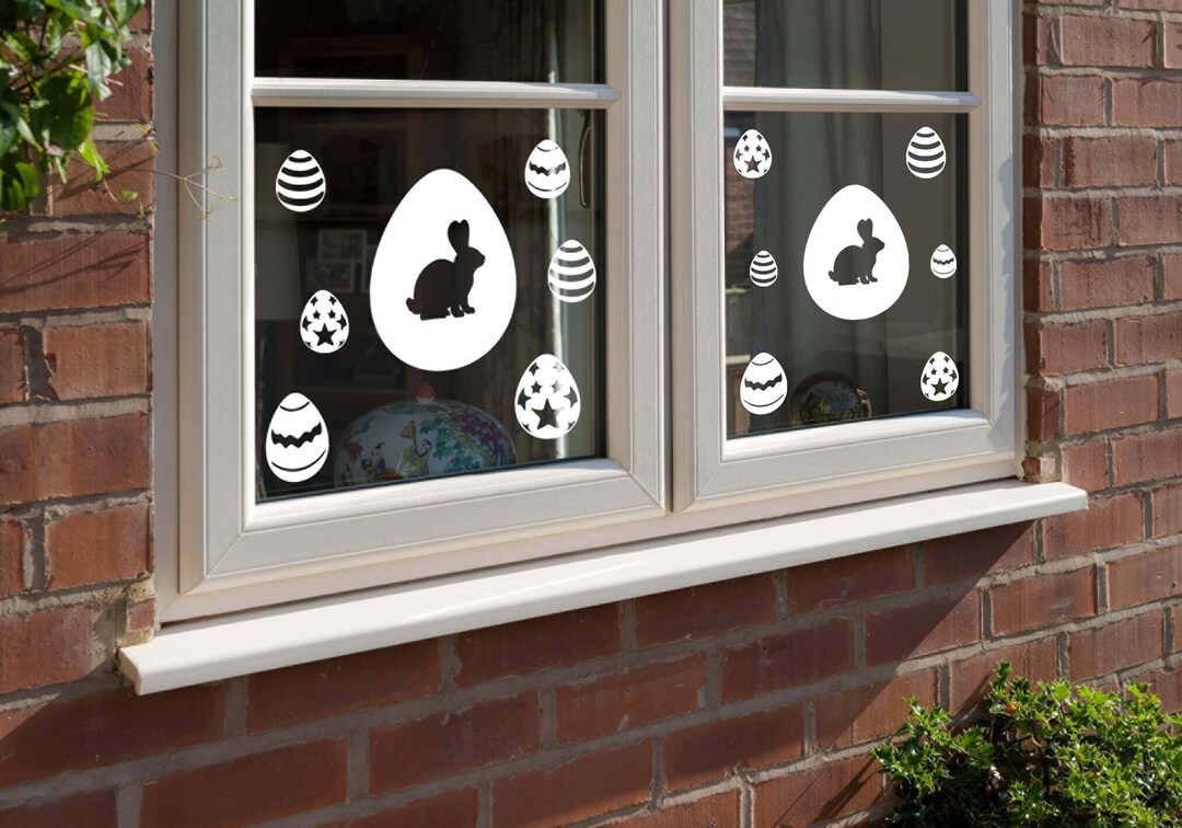 Set of 14 Easter Eggs Window Dressing Static Cling Vinyl Sticker ...