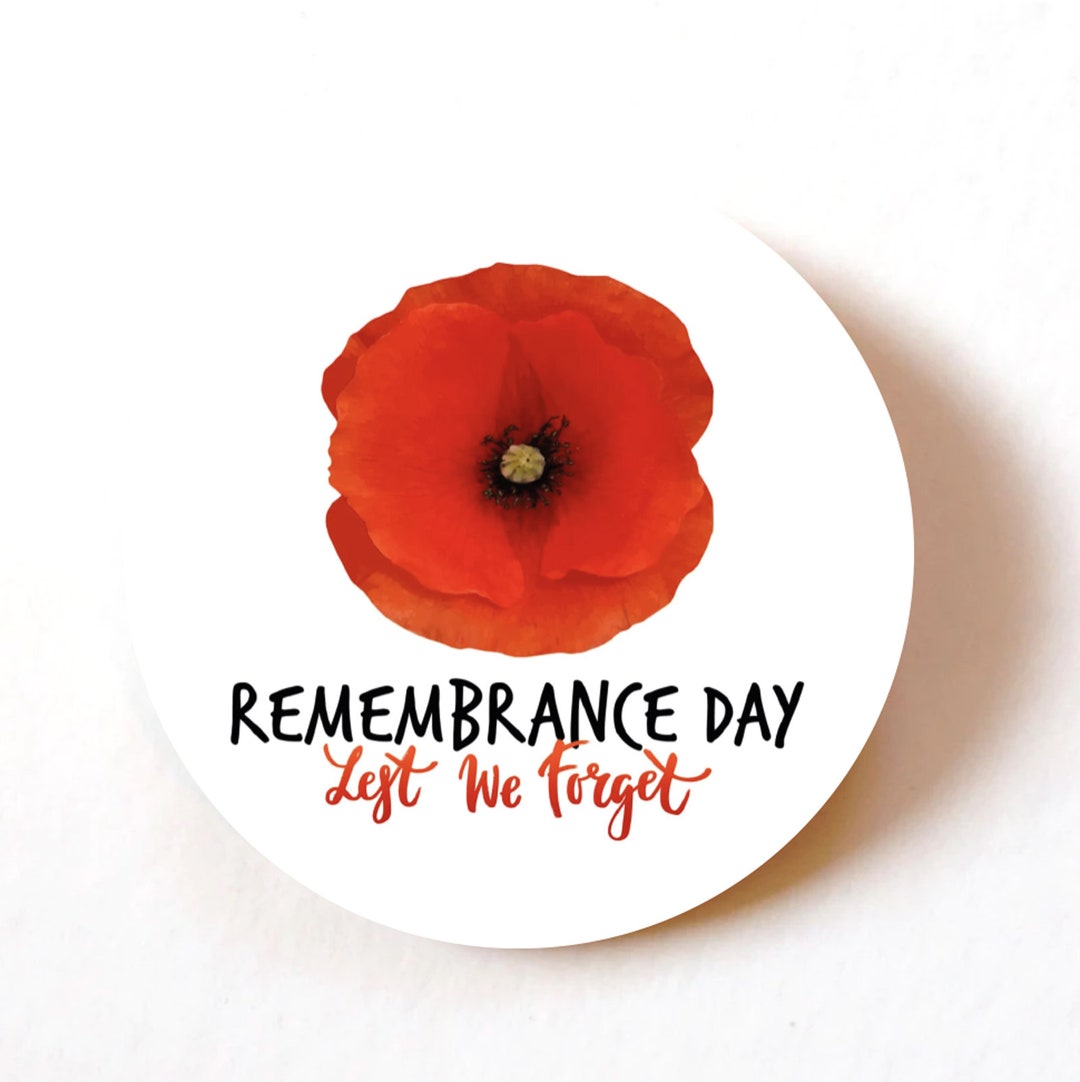 Red Poppy Paper Stickers - 40mm Circular Labels for Remembrance Day ...