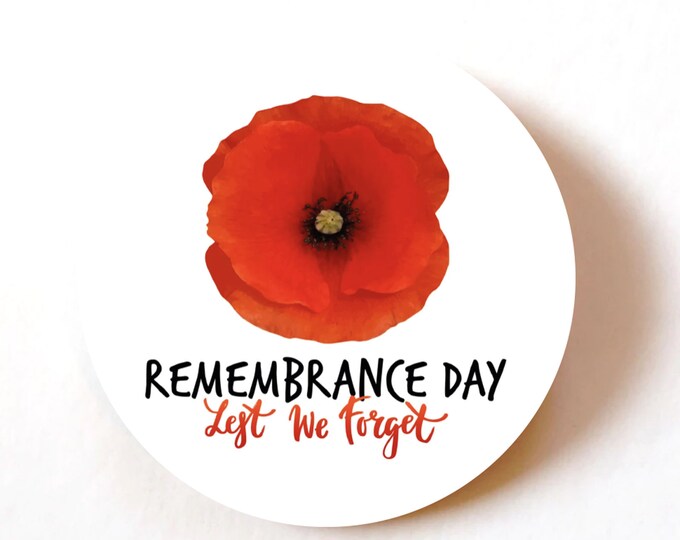 Lest We Forget Paper Stickers 40mm Circular Labels for Remembrance Day ...