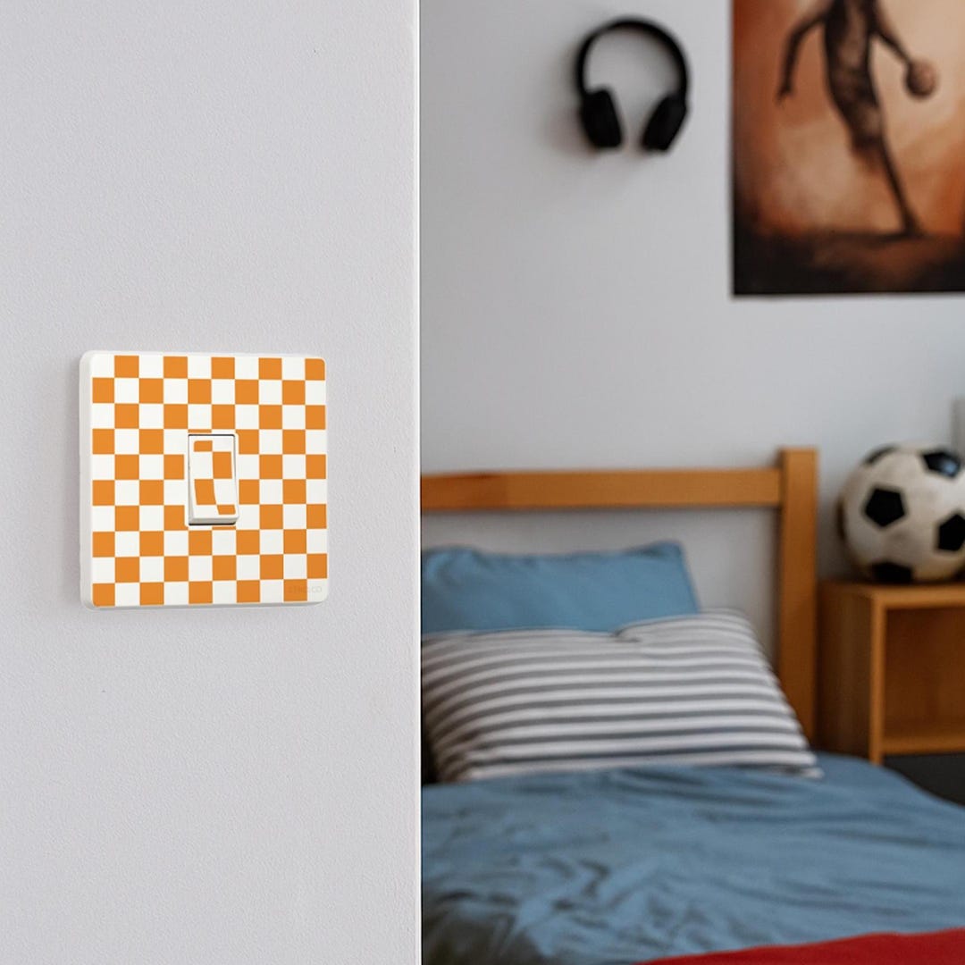 Orange Checkers Light Switch Sticker - Pack of 2 - Etsy
