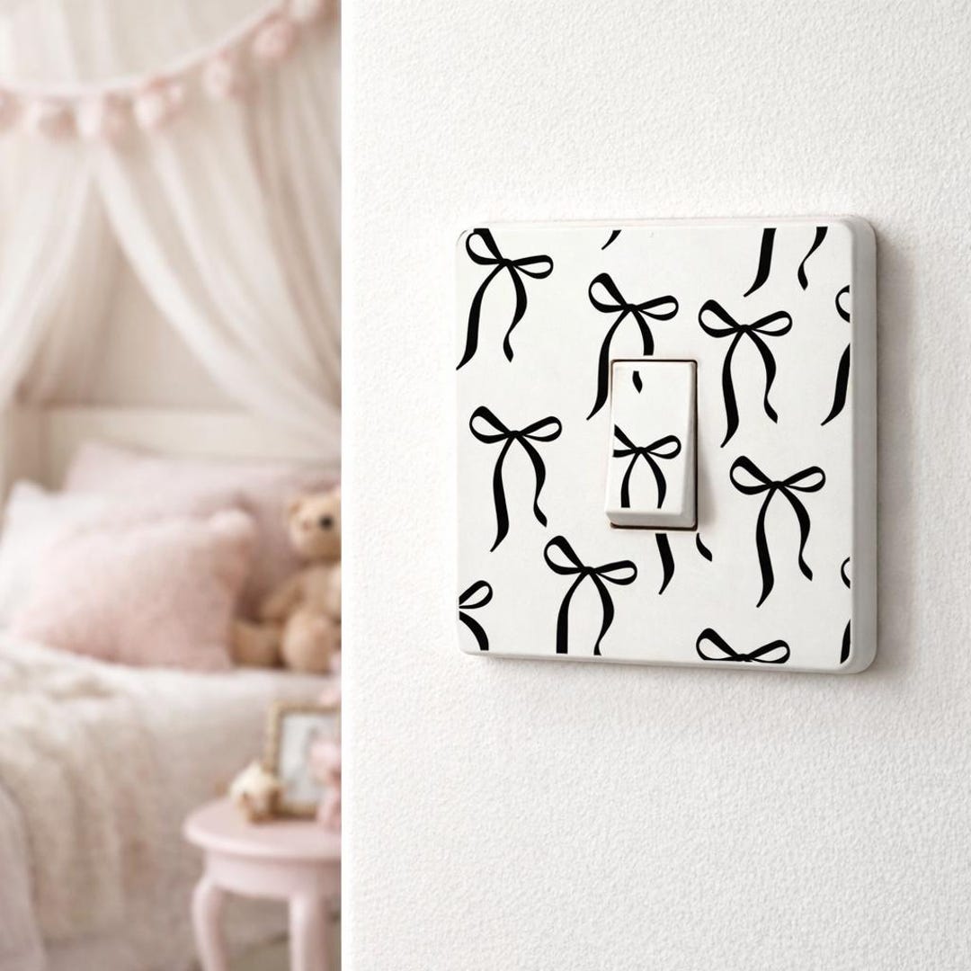 Set of 2 - Black Bow Light Switch Sticker - Cute Print Vinyl Cover - Etsy