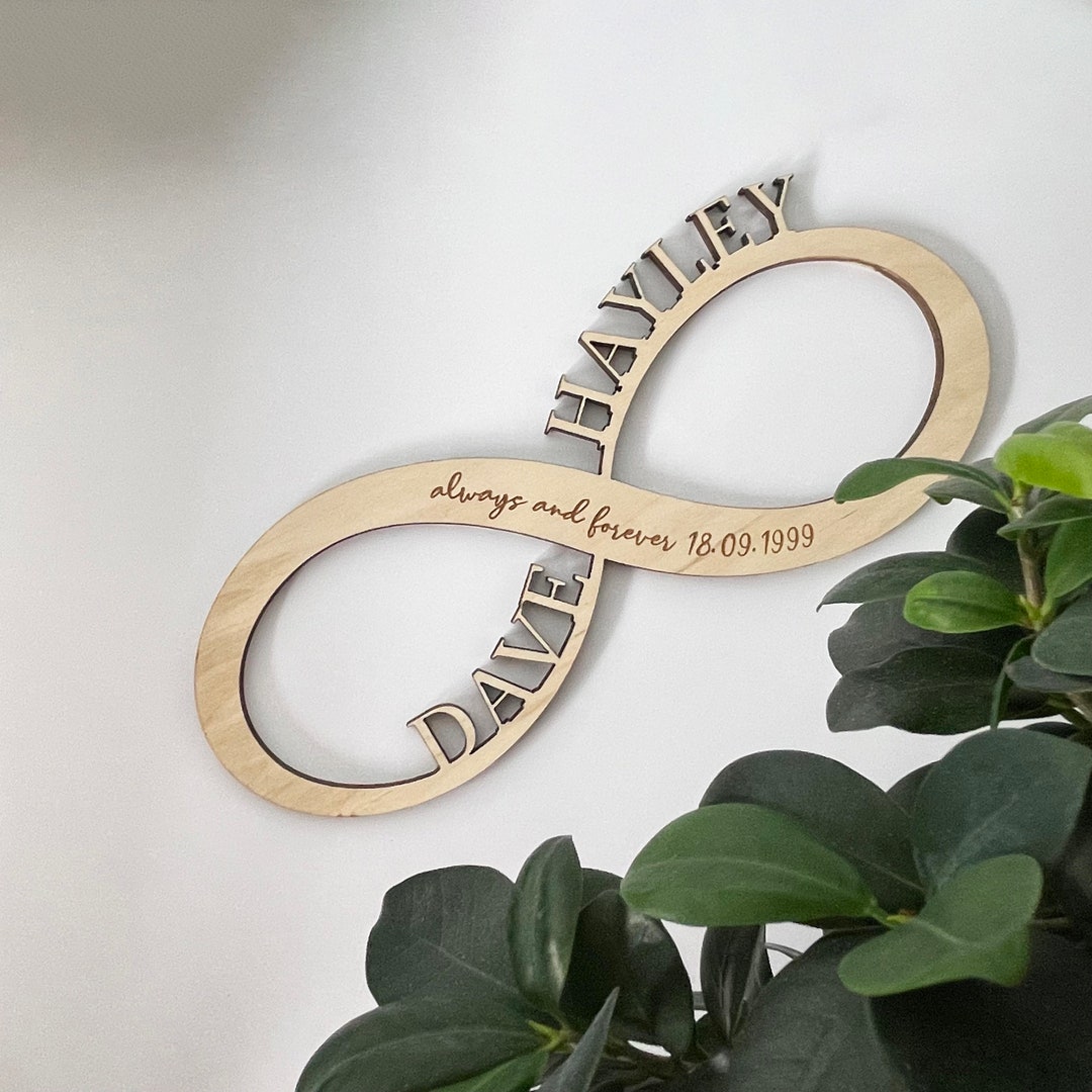 Infinity Sign Personalised Wedding, Anniversary, Home Decor Wood Plaque ...