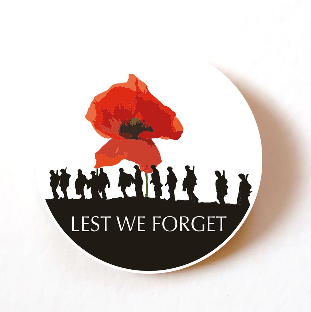 Lest We Forget Paper Stickers - 40mm Circular Labels for Remembrance ...
