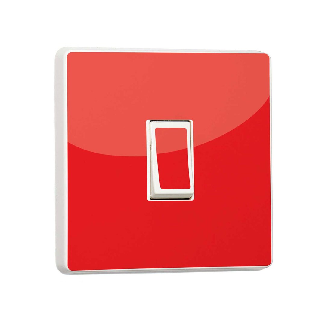 Pack 2 Plain Gloss Red Vinyl Sticker Skin for Single Light Switch Cover ...