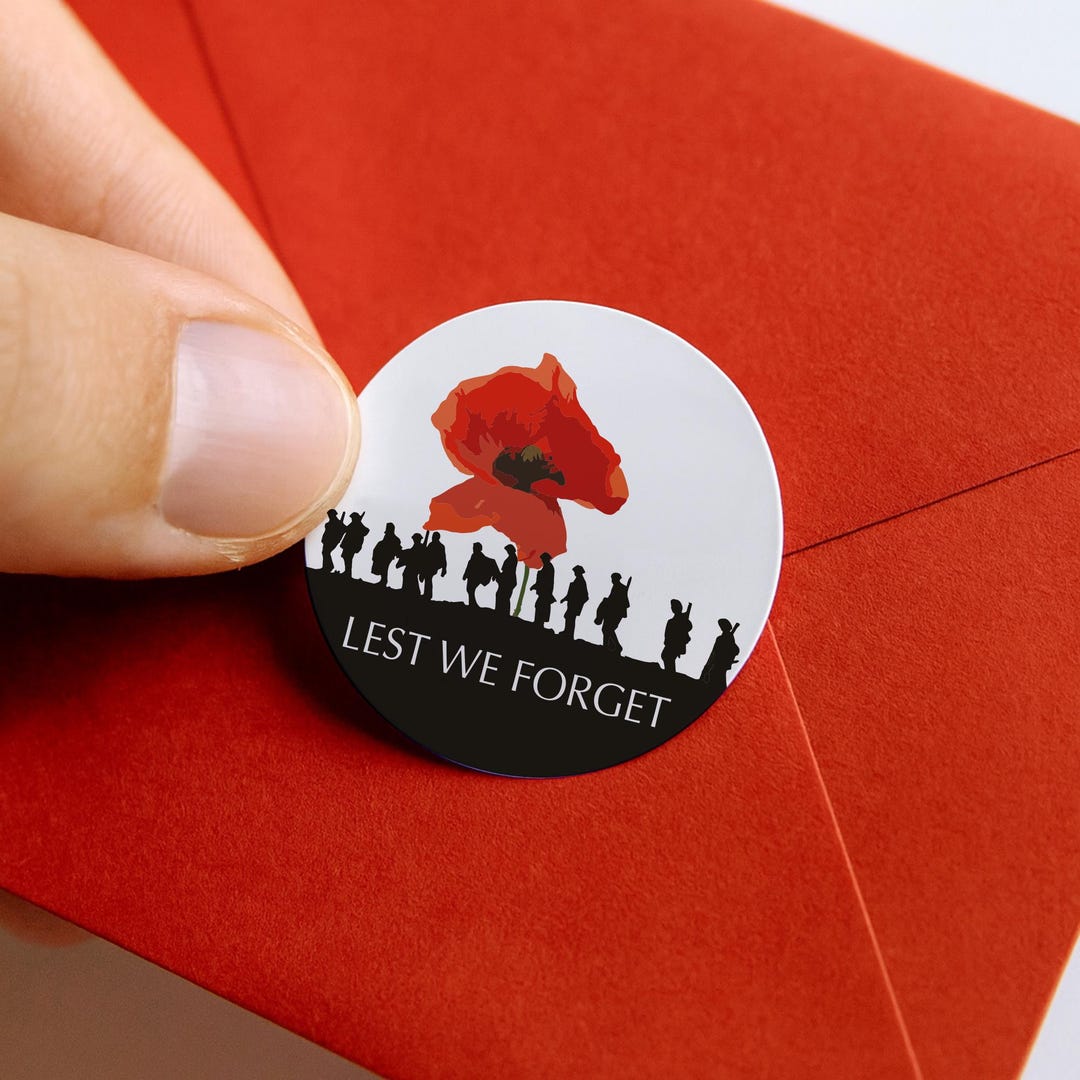 Red Poppy Remembrance Day Stickers: 40mm Circular Labels - Etsy