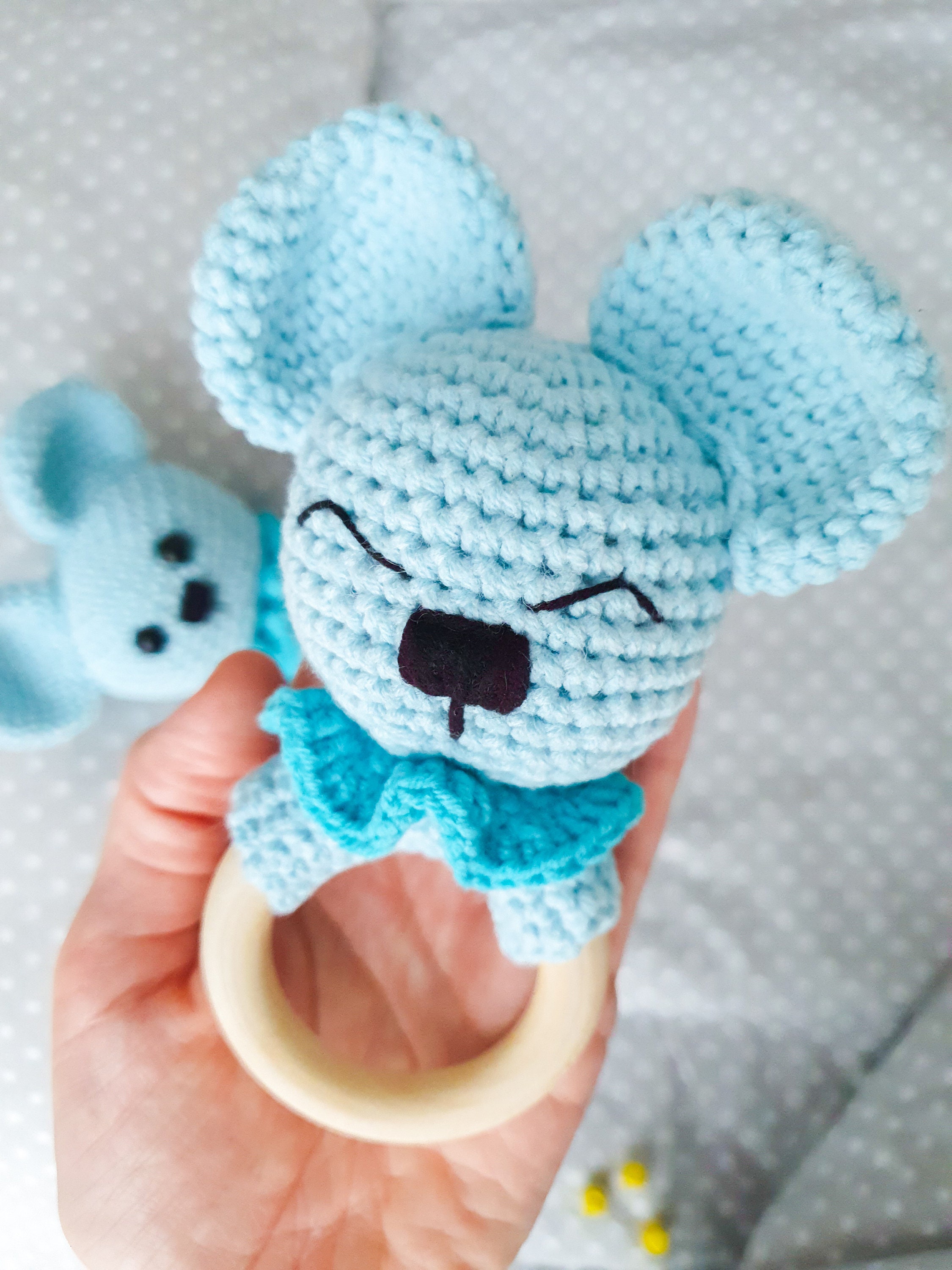 Crochet Mouse Crochet Rattle Mouse Baby Shower Gift Baby Teeth Ring Eco ...