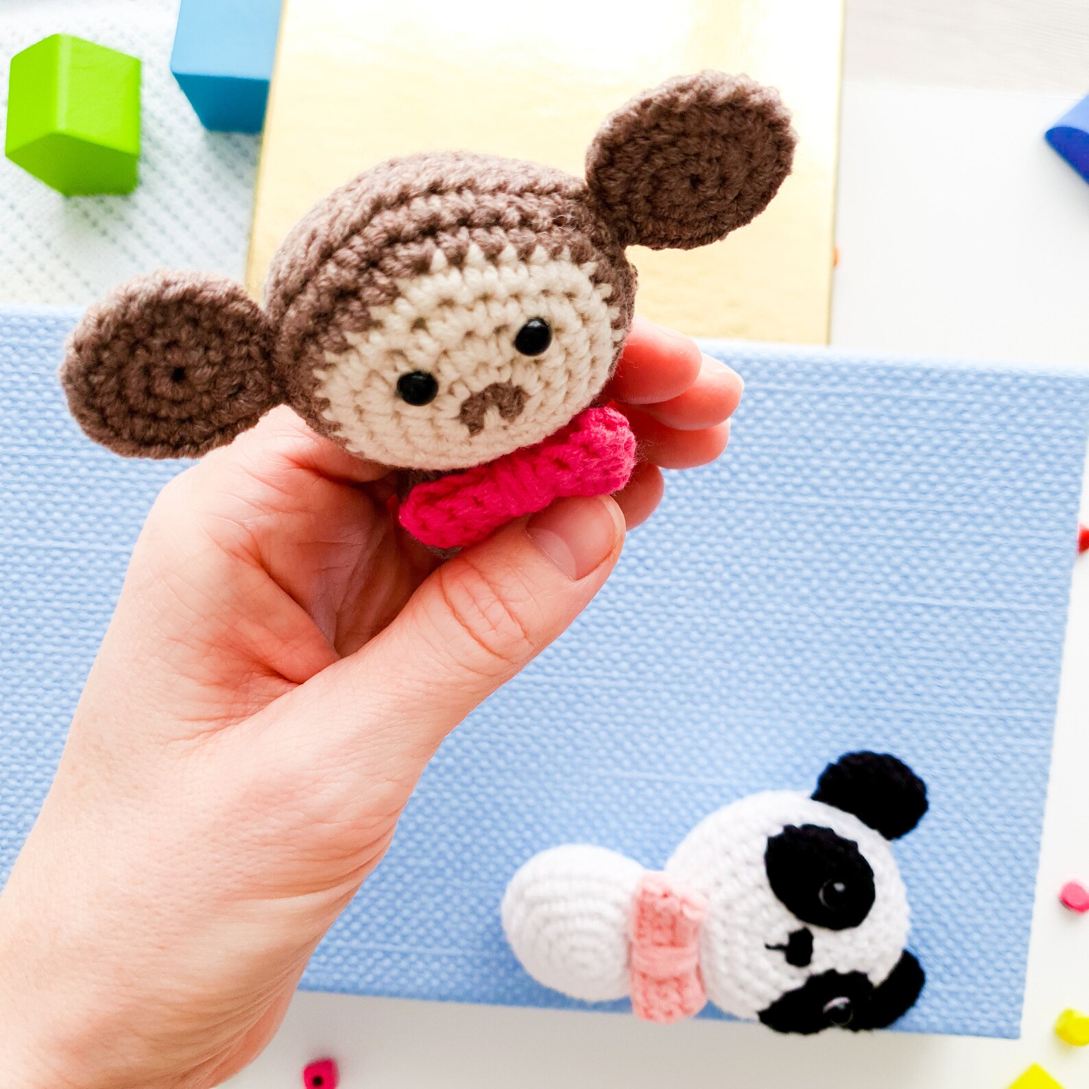 Crochet Pattern Mini Toys Set: Lion Elephant Panda Monkey and Giraffe ...