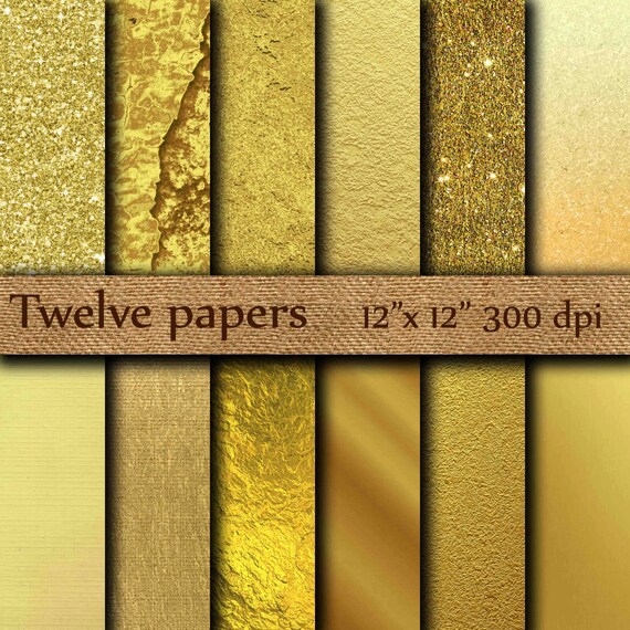 Gold Foil Digital Paper: GOLDEN PAPER Metallic | Etsy