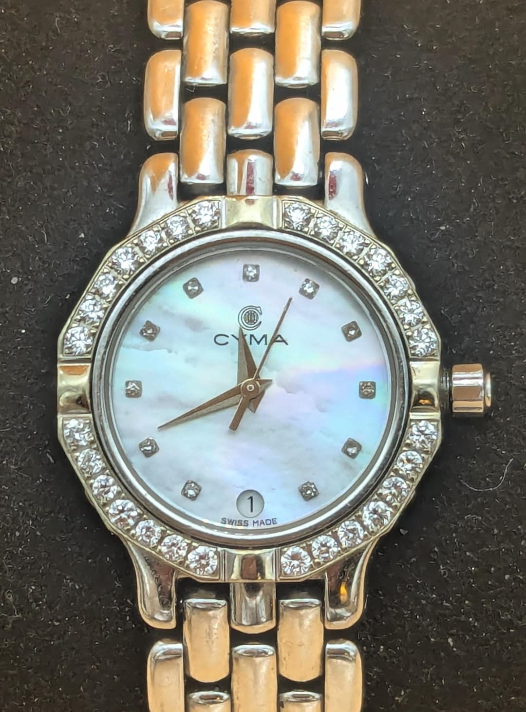 Cyma Women's Diamond Dial Watch MOP Dial - Etsy