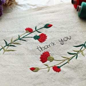 Machine Embroidery Pattern, Carnation Embroidery, Mother's Day , 5"x7 ...