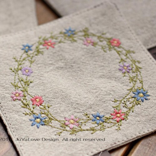 Machine Embroidery Pattern Flower Wreath Embroidery File - Etsy
