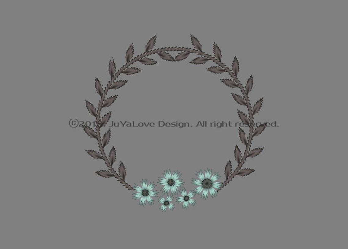Machine Embroidery Monogram Wreath Flower Wreath Wedding - Etsy