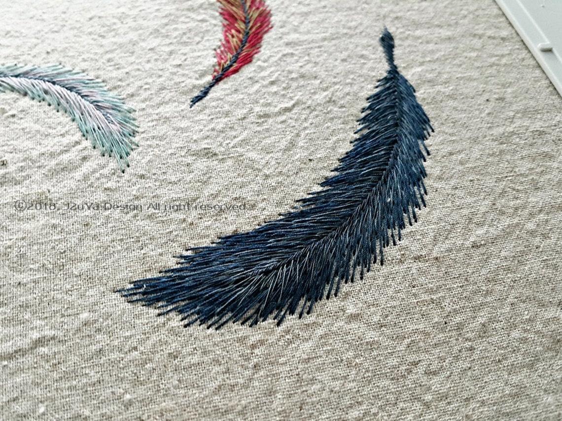 Machine Embroidery Pattern, Feathers Embroidery Pattern, Three Design ...