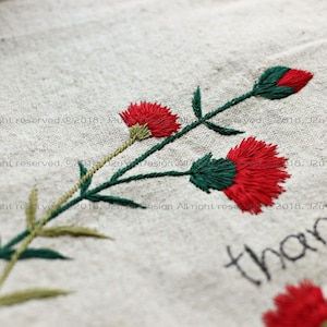 Machine Embroidery Pattern, Carnation Embroidery, Mother's Day , 5"x7 ...