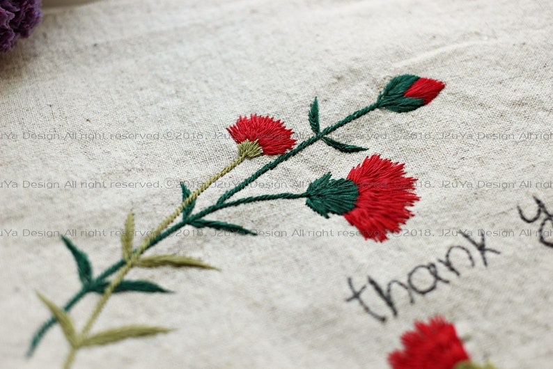 Machine Embroidery Pattern, Carnation Embroidery, Mother's Day , 5"x7 ...