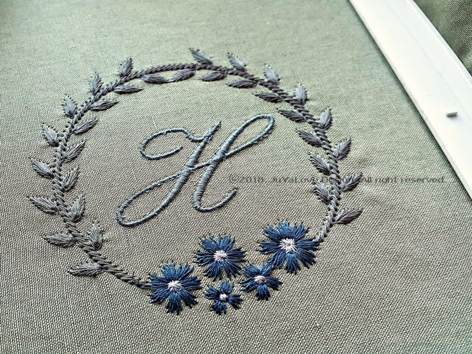 Machine Embroidery Monogram Wreath Flower Wreath Wedding - Etsy