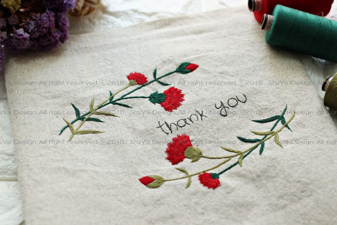 Machine Embroidery Pattern, Carnation Embroidery, Mother's Day , 5"x7 ...
