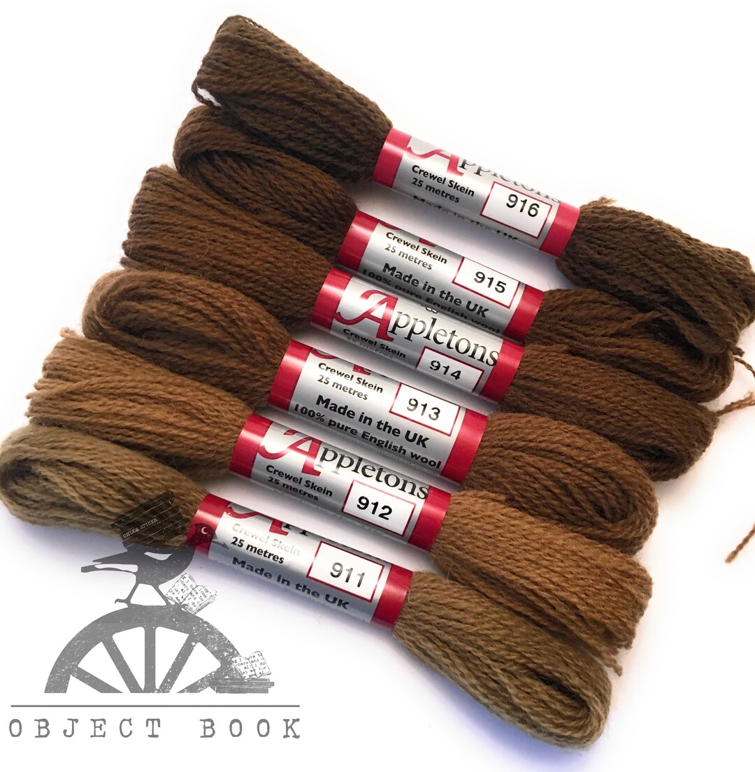 Fawn Set of Appletons Wool Skeins Range No. 910 (911 - 916) Crewel 2ply ...
