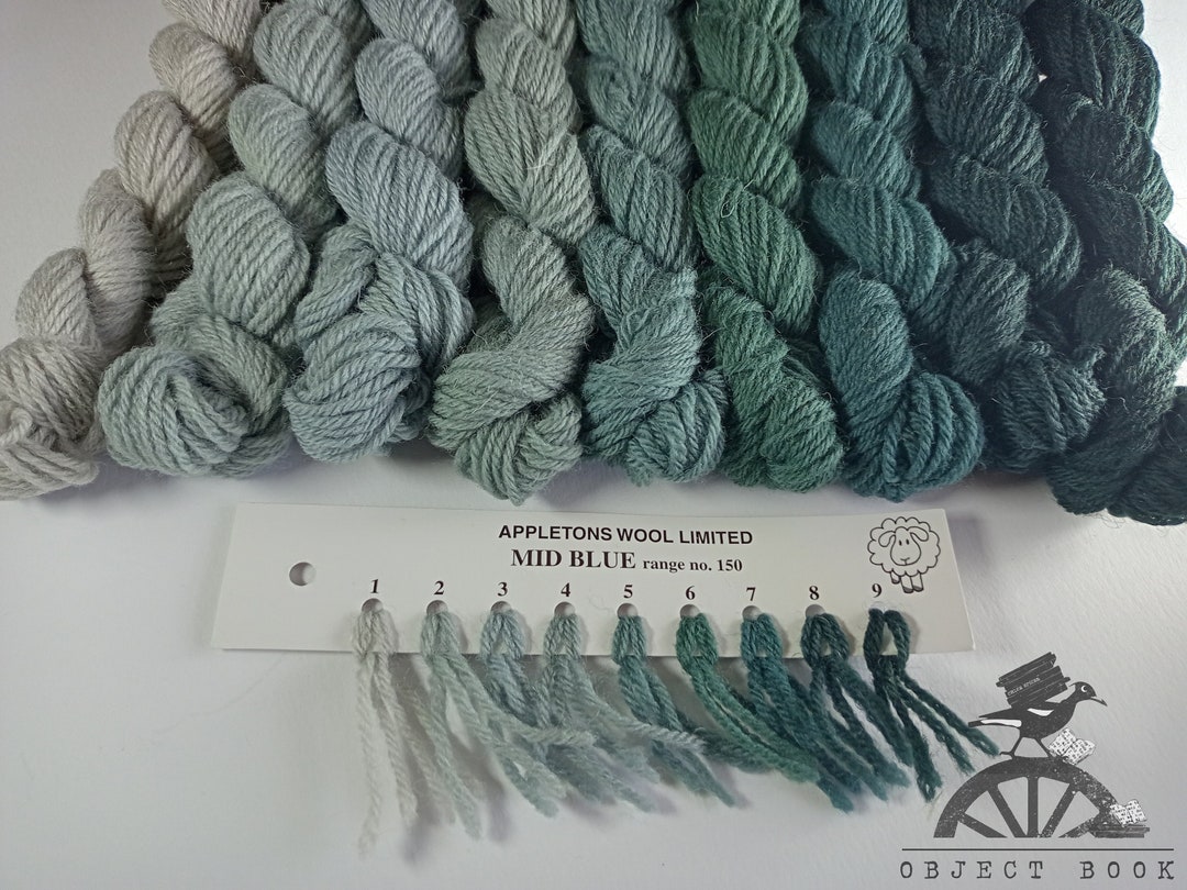 Mid Blue Set of Appletons Wool Hanks Range No. 150 (151 - 159) Crewel ...