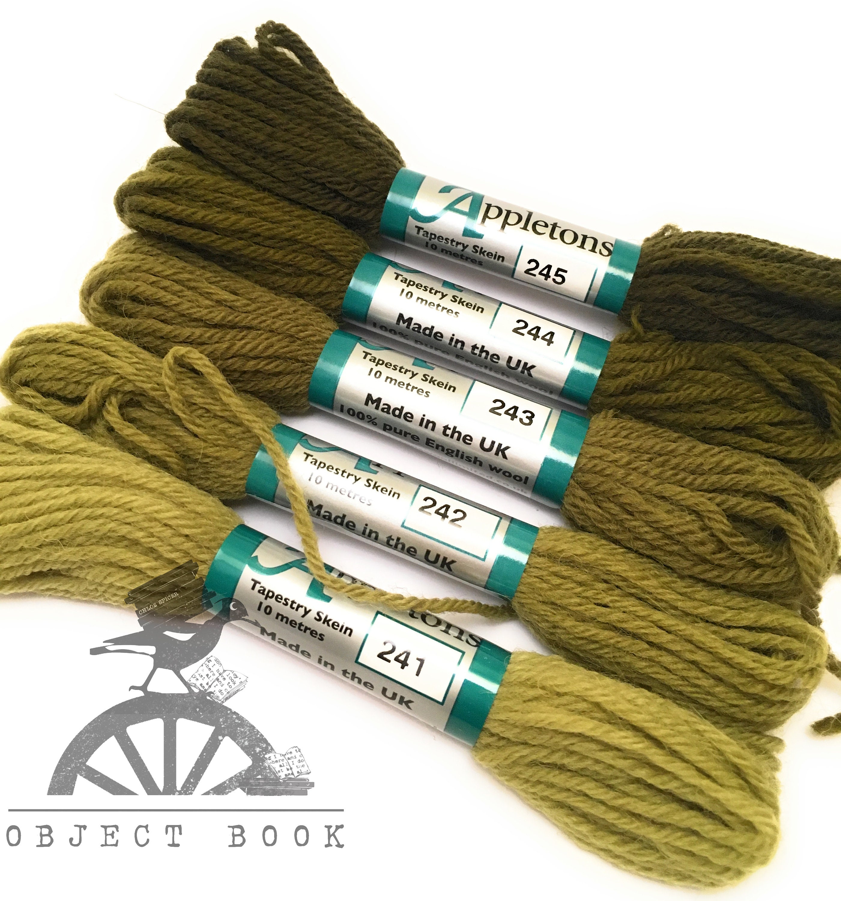 Olive Green Set of Appletons Wool Skeins Range No. 240 (241 - 245 ...